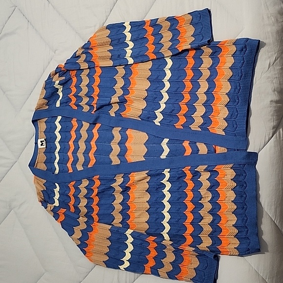 Missoni | Sweaters | Missoni Blue Orange Cream Tan Chevron Cardigan ...